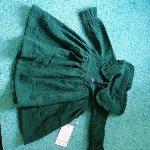 Muslin Girl Dress, Baby Girl Dress, Girl Simple Boho Dress, Double ...