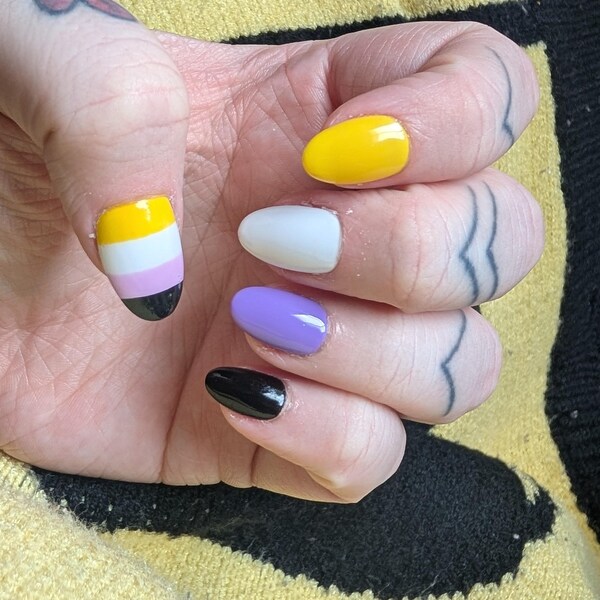 ENBY PRIDE | Nonbinary Nb Pride Flag Press on Gel Nails | Includes Application Kit! - Etsy