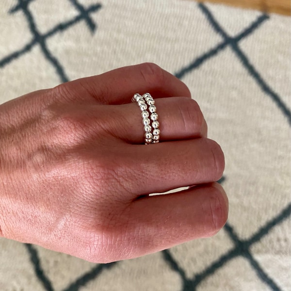 925 Sterling Silver Stretch Rings Stack of 2, Stacked Rings, Womens ...