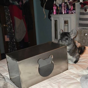 Stainless Steel Scatterless Litter Box With Wood Hay Feeder Food Stand ...