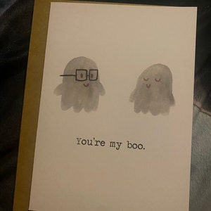 You're My Boo Watercolor Card Spooky Love Greeting for Couples ...