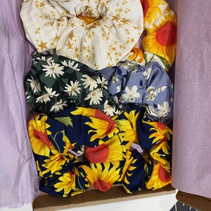 Sunflower Scrunchie, Floral Scrunchies, Flower Scrunchy, Sunflower Hair ...