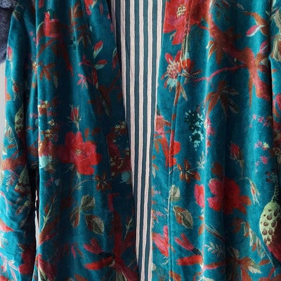 Long Velvet Jacket Inside Lining Blue - Etsy