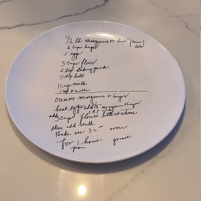Family Recipe Plate, Custom Recipe Plate, Handwritten Recipe on Dish ...