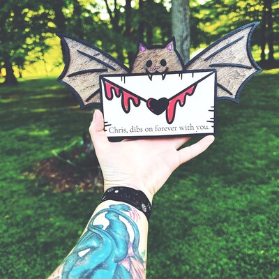 Im Batty for You Wooden Messenger Bat Decor Can Also Be Engraved on the ...