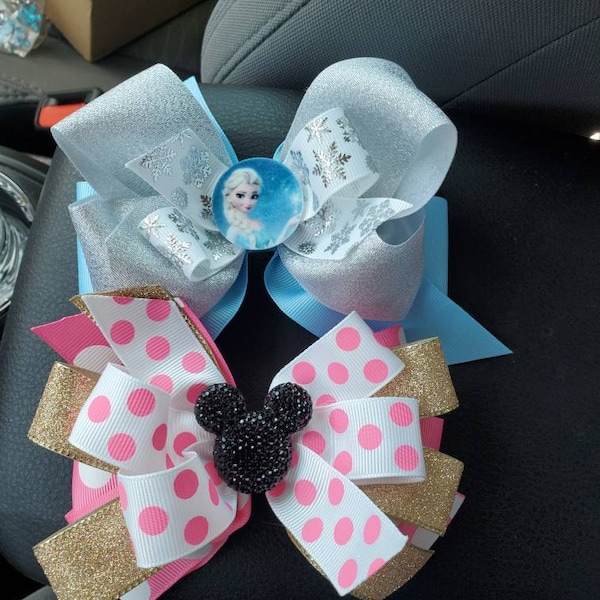 Elsa Hair Bow Frozen Hair Bow Light Blue and Silver Elsa Bow Disney ...