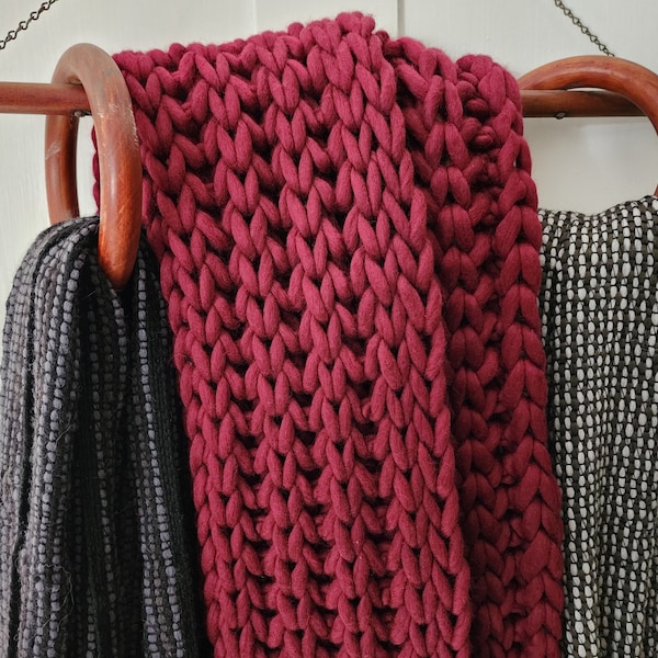 Winter Fringed Chunky Knit Scarf Large Tassel Scarf Long Merino Wool ...