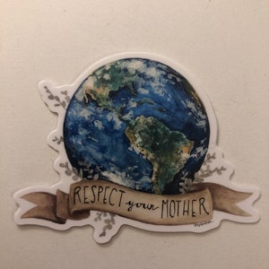 Watercolor Mother Earth Sticker, Respect Your Mother, Laptop Stickers ...