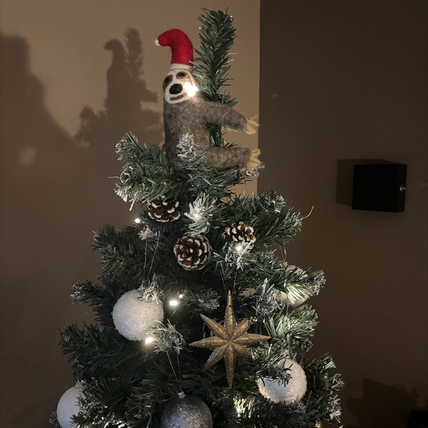 Christmas Sloth Tree Topper - Handmade - Felt - Christmas Tree ...
