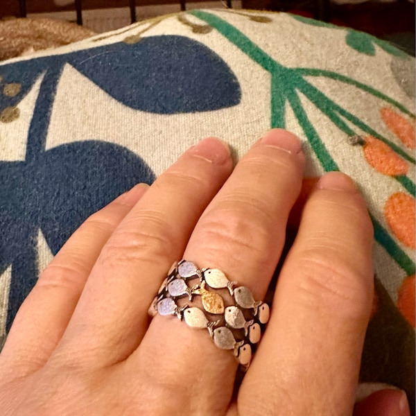 Swimming Against the Current. Sterling Adjustable Ring. School of Fish ...