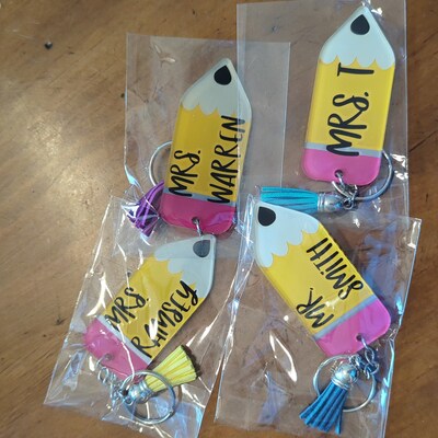 Custom Teacher Pencil Keychain - Etsy