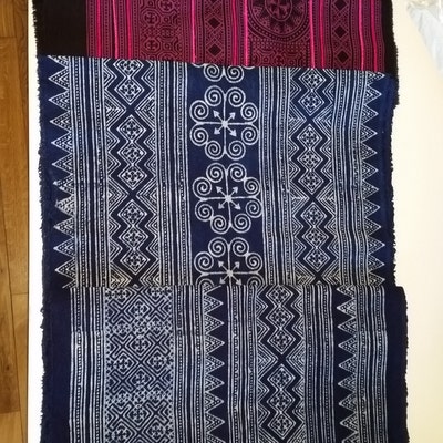 2.50 Meters Long Hmong Old Nylon, Batik Fabric, Vintage Nylon Textiles ...