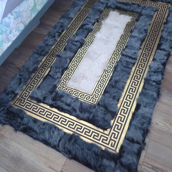 Green and White Sheepskin Prayer, Sheepskin Fur Prayer, Genuine ...