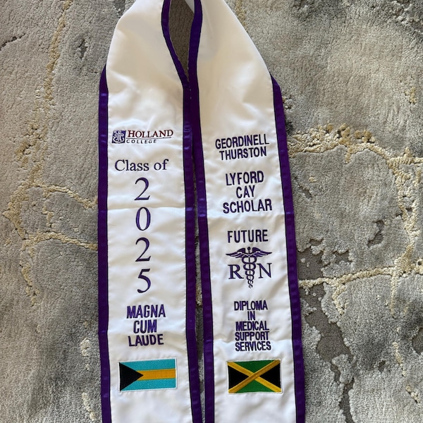 Embroidery Graduation Stole Personalized Nursing Stole Custom Text ...