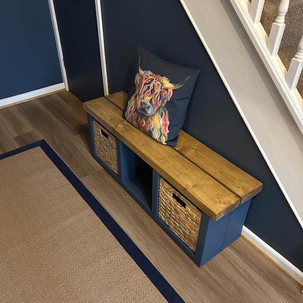Solid Wooden Bench Seat Storage Unit Table - Etsy