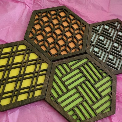 Unique Modern Coaster Design Your Own Set Colorful Coasters - Etsy