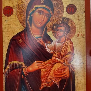 Virgin Mary Icon Panagia Paramythia, Handmade Greek Orthodox Icon ...