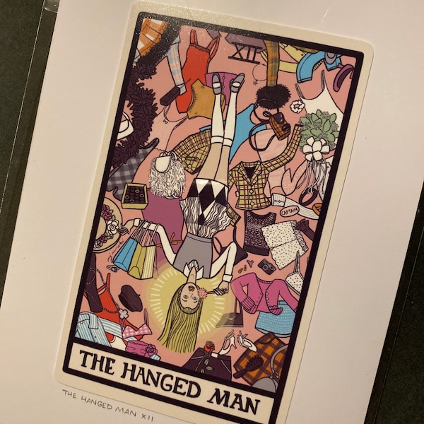 The Hanged Man XII - Tarot Card Art - 5x7 Art Print, Hand-cut and ...