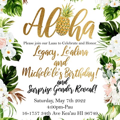 Editable Aloha Birthday Party Invitation,luau Party Invitations,aloha ...