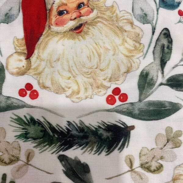 Retro Santa Fabric - Christmas Fabric by the Yard - Vintage Christmas ...