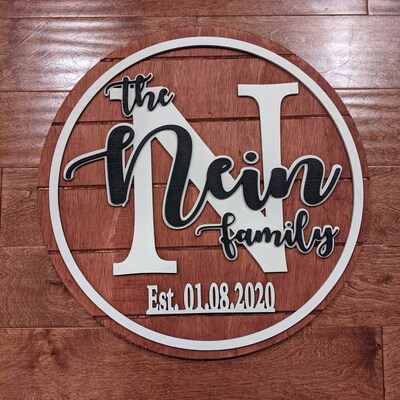 Last Name Sign, Established Sign, Established Name Sign, Gift for ...