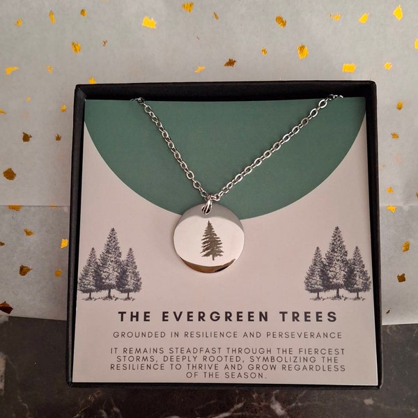Personalized Evergreen Tree Necklace, 18k Gold Plated Pine Tree ...