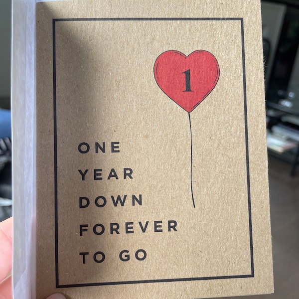 One Year Down Forever to Go - Customizable Anniversary Card for Him ...