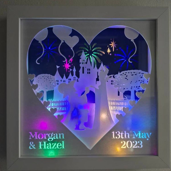 Woodland Deer in Moonlight 3D Light up Shadow Box Set in High Quality 9 ...