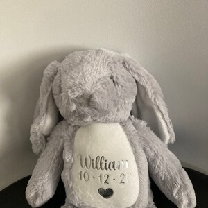 Personalised Bunny Rabbit Teddy Grey Plush Bunny Cuddly Toy - Etsy UK