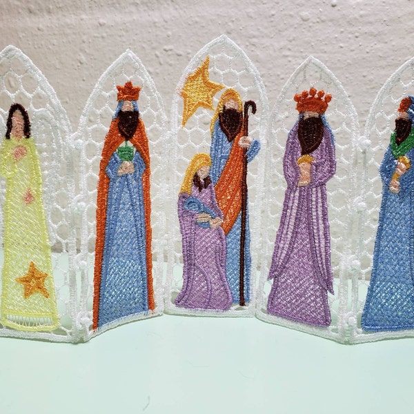 FSL Nativity Panel Screen - Free Standing Lace Machine Embroidery ...