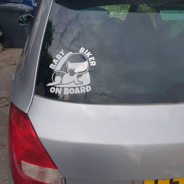 Biker Baby on Board Funny Car Child Children Window Bumper Sticker ...