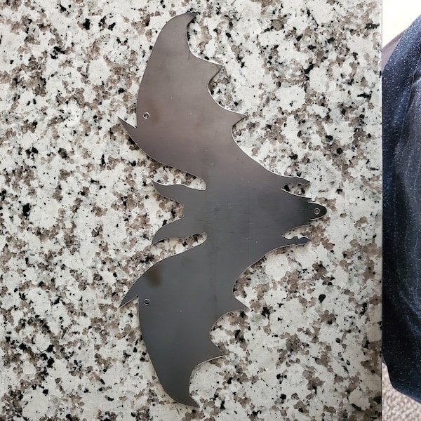 Rustic Bat in Flight Gothic Vampire Recycled Steel Custom Metal Bat ...