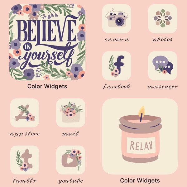 Spring App Icons Ios14 Aesthetic App Icons Handdrawn App Elements Cute ...