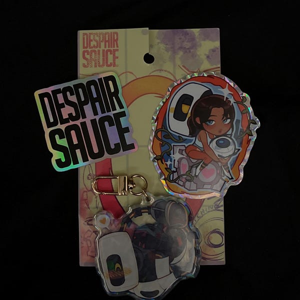 Portal 2 Glados Epoxy Glitter Keychain 2.5" Double Sided - Etsy