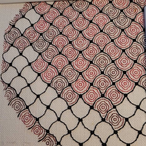 Optical Illusion Blackwork Embroidery Pattern | Monochrome Psychedelic ...