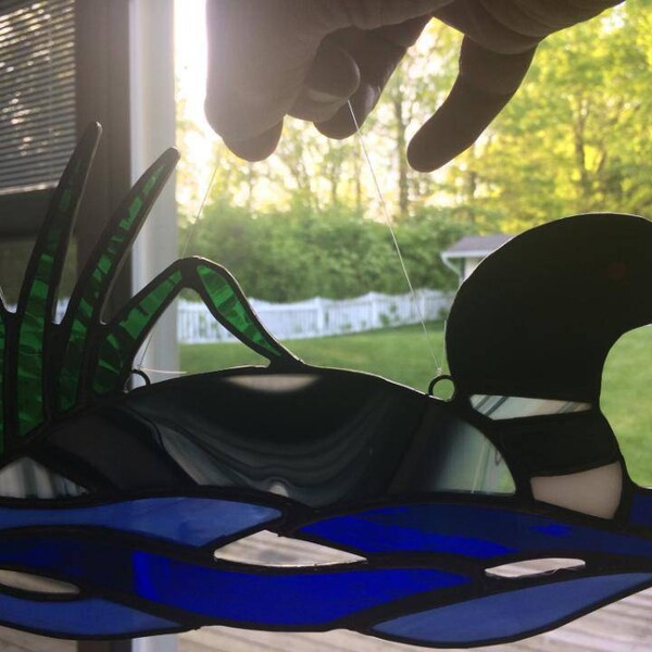 Stained Glass Loon With Reeds Suncatcher - Etsy
