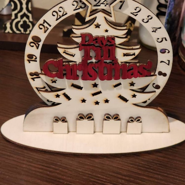 Days Till Christmas Countdown Calendar Laser Cut Files Glowforge Svg ...