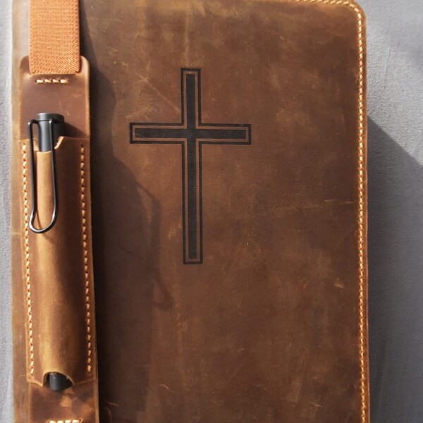 Personalized Leather Cover for Bible KJV , Custom Leather Holy Bible ...