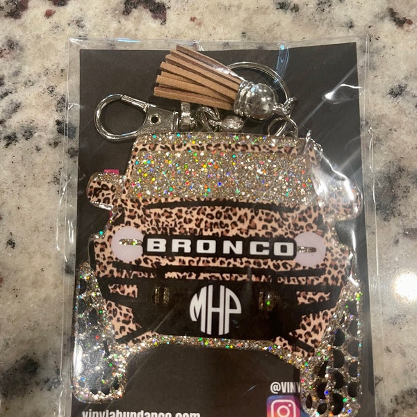 Customized Bronco Glitter Keychain. - Etsy