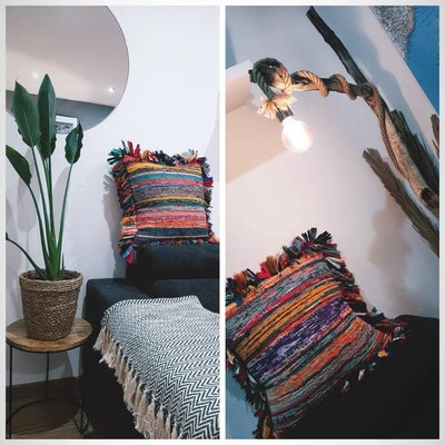 Colorful Boho Pillow Cover Rug Pillow, Indian Bohemian Pillow With ...