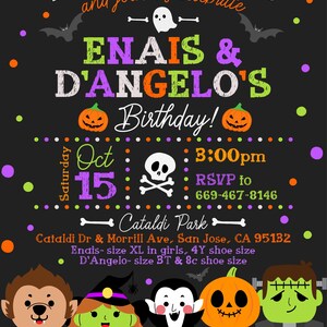 Halloween Birthday Invitation, Halloween Costume Invite Kids, Costume ...