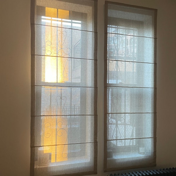 Sheer Linen Roman Blind | MUSLIN LINEN Roman Shades | Window Shades - Etsy