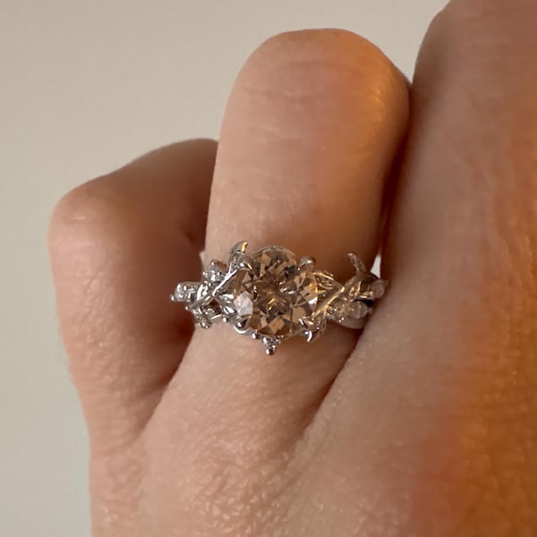 Black Gold White Opal Engagement Ring Set Branch Leaf Moonstone Wedding ...
