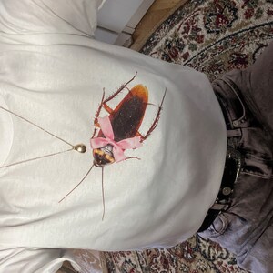 Coquette Cockroach Baby Tee With Pink Ribbon Bow Y2k Graphic Baby Tee ...