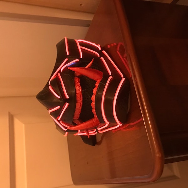 Glowing Cyber Oni Mask – LED Cyberpunk Helmet – EL Wire Rave Cosplay ...