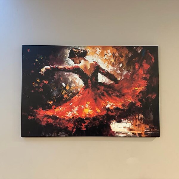 Red Dress Flamenco Dancer 3, Wall Art, Canvas, Dancer Art Print, Dancer ...