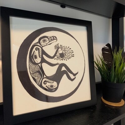 Native American Moon Design, Crescent Moon Art Print, the Man in the ...