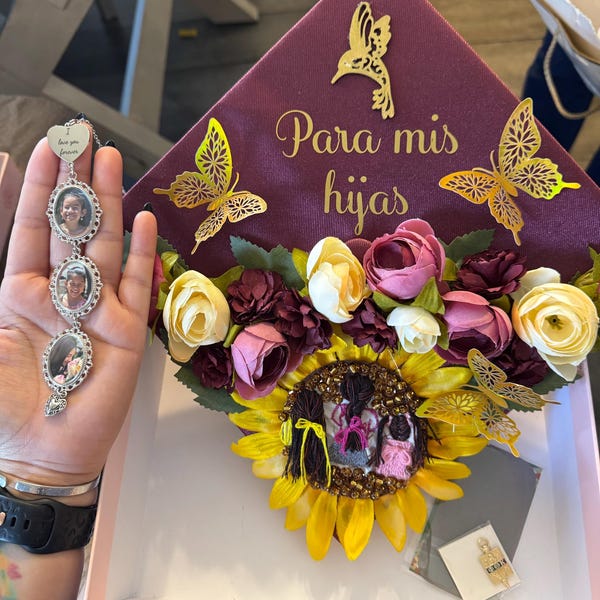 Graduation Tassel Charm With Angel Wings, Custom Graduation Cap Photo ...