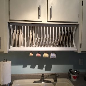 Under Cabinet Wood Plate Dish Rack Cabinet Shelf Kitchen Plates ...