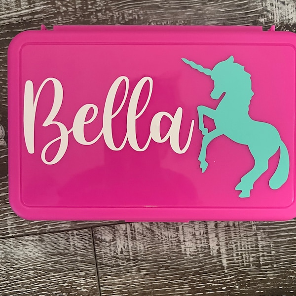 Back to School Mermaid & Unicorn Girls Personalized Pencil Box School ...